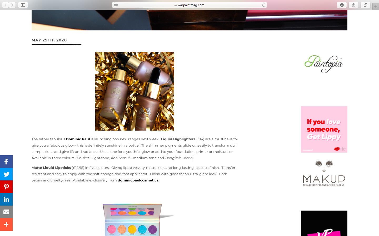 Check out our feature in Warpaint Magazine! 😀 - Dominic Paul Cosmetics