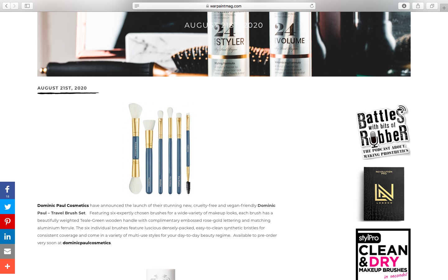 Warpaint Magazine What's Hot! New Brush Set feature! - Dominic Paul ...